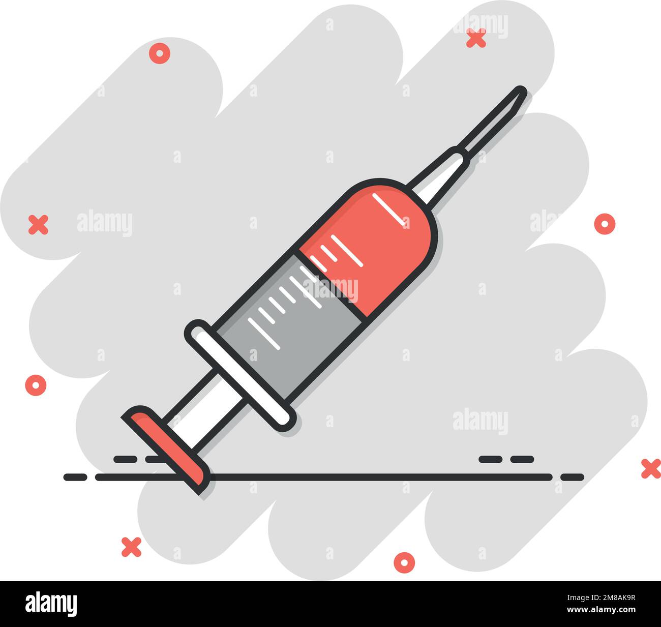 Syringe icon in comic style. Coronavirus vaccine inject cartoon vector ...