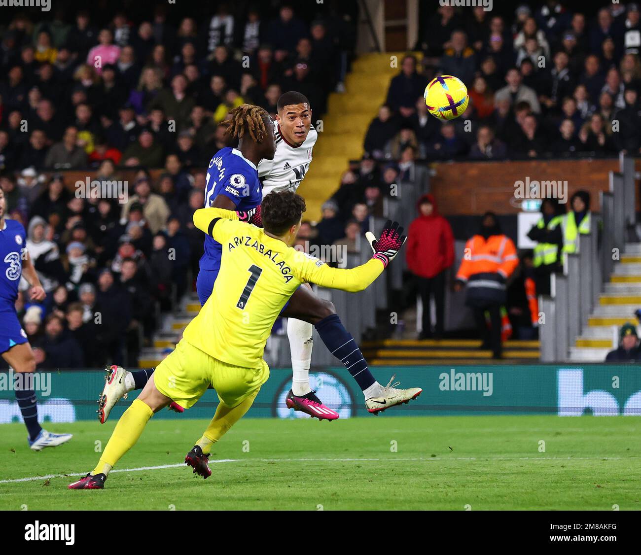London, England, 12th January 2023. Carlos Vinícius of Fulham scoring ...