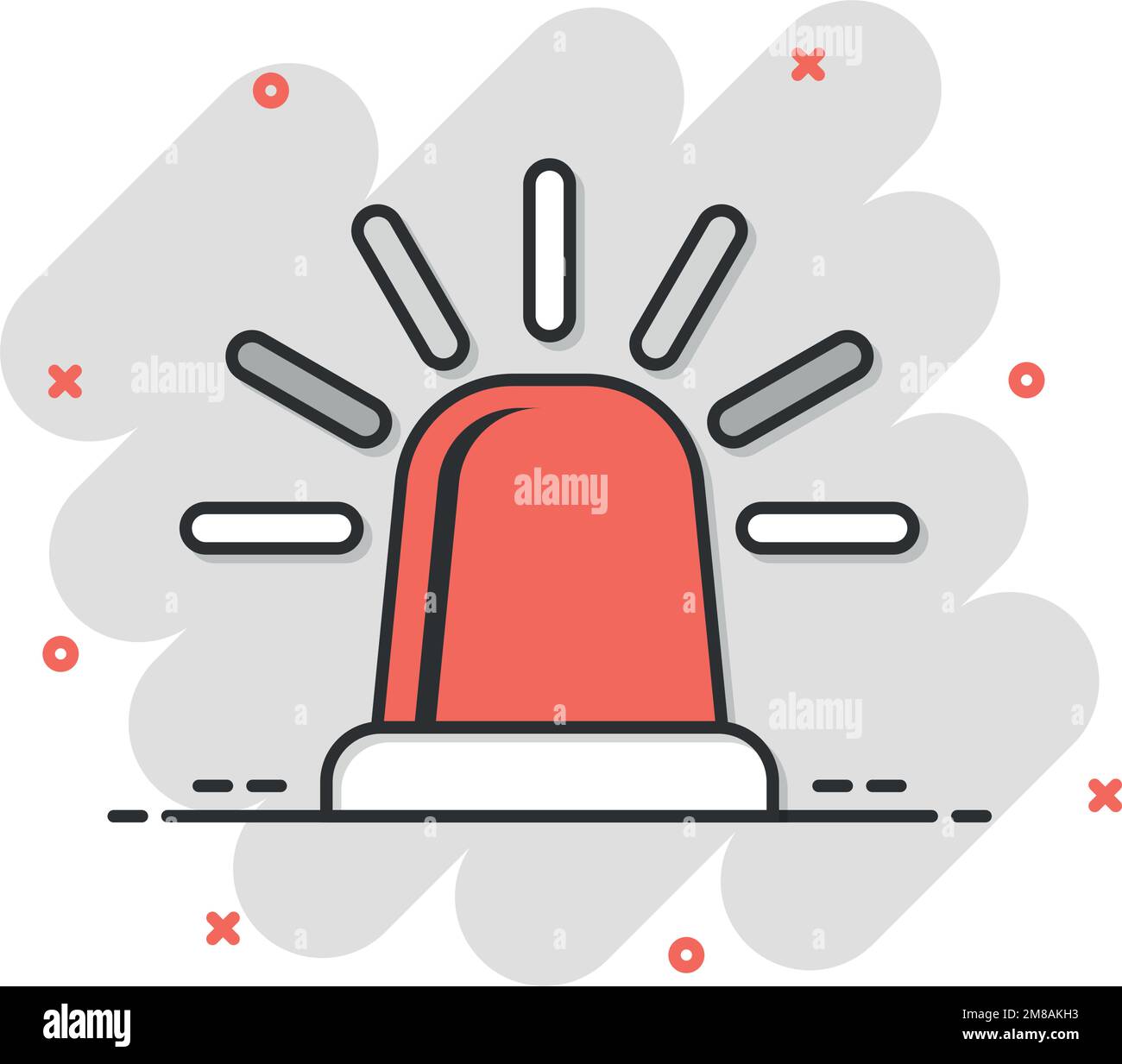 Emergency alarm icon in comic style. Alert lamp cartoon vector ...