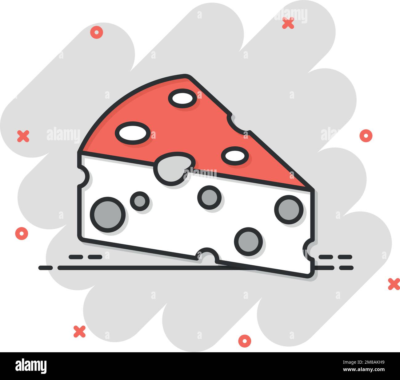 Cheese slice icon in comic style. Milk food cartoon vector illustration ...