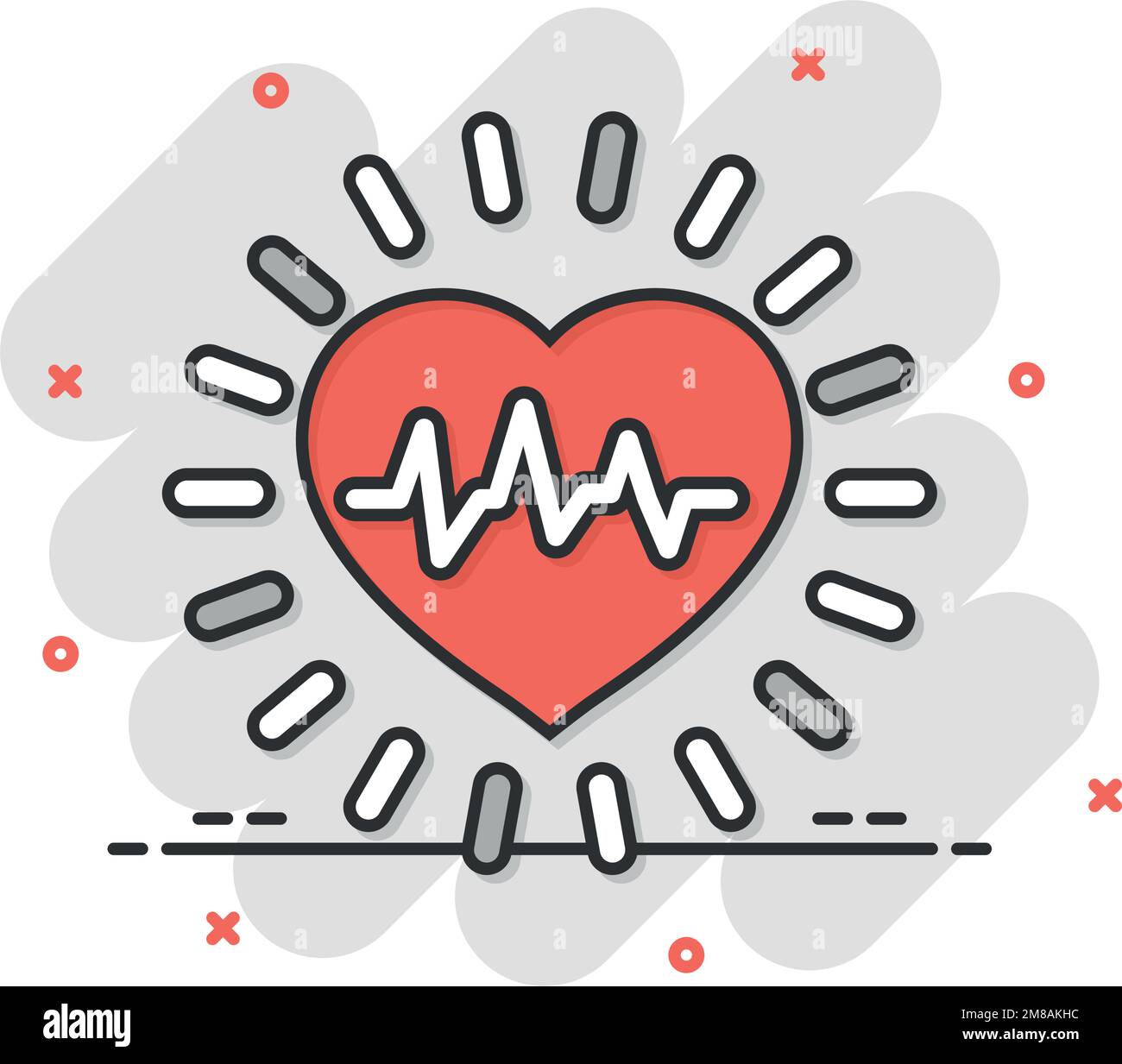 Arterial blood pressure icon in comic style. Heartbeat monitor cartoon ...