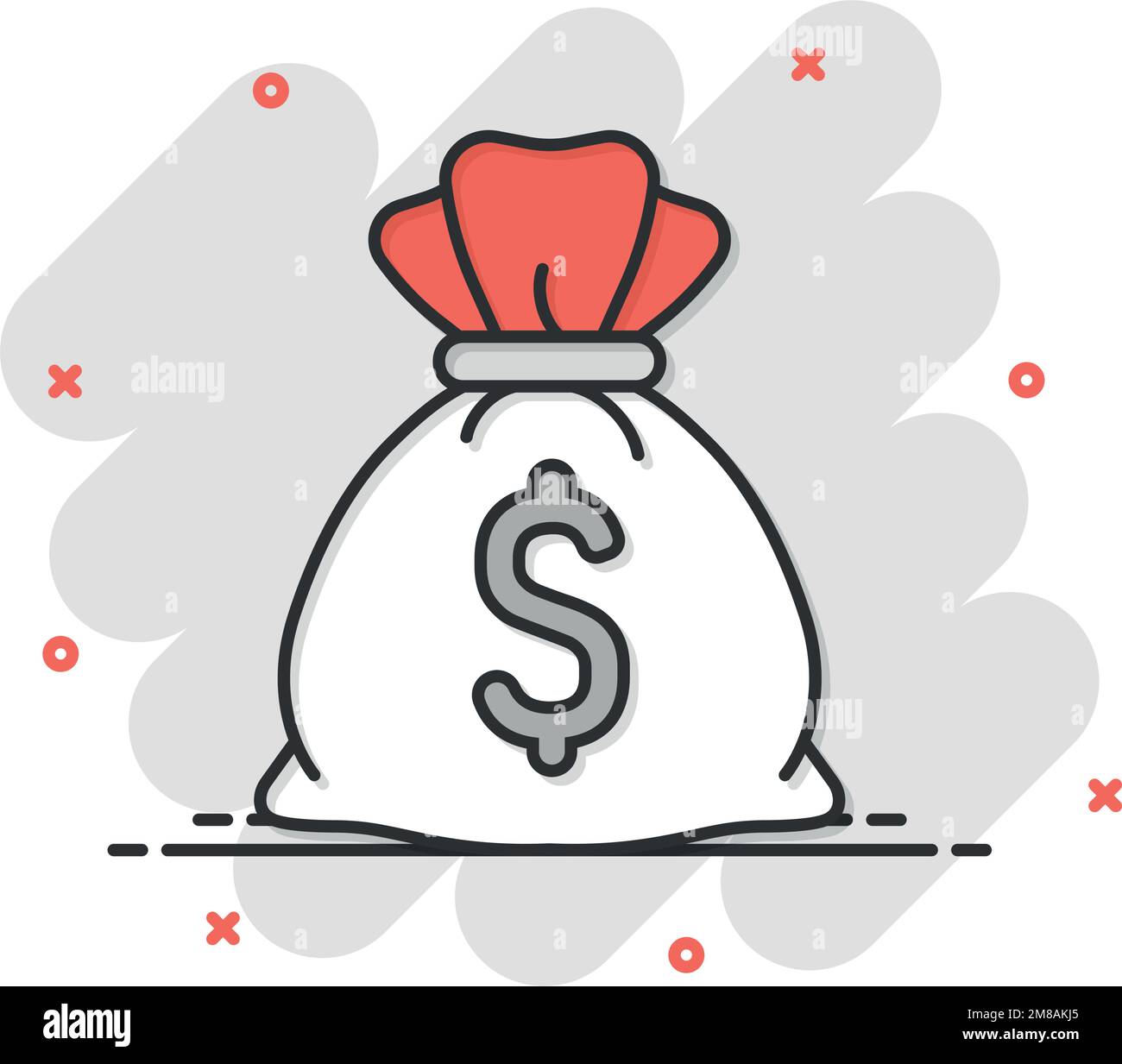 Money bag icon in comic style. Moneybag cartoon vector illustration on ...