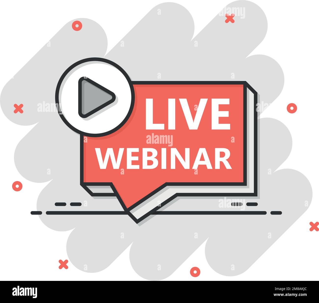 Live webinar icon in comic style. Online training cartoon vector ...