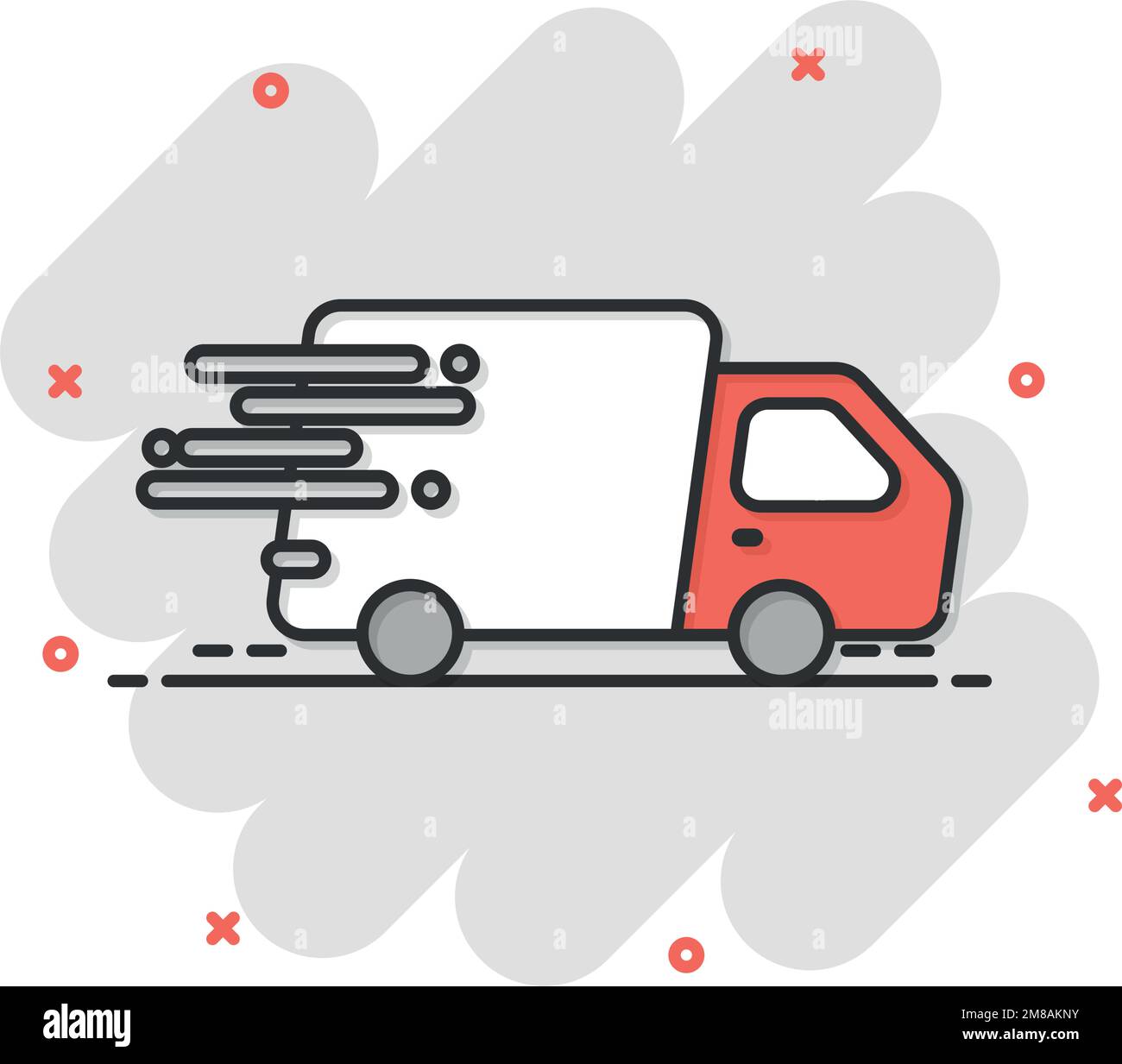 Shipping fast icon in comic style. Delivery truck cartoon vector ...