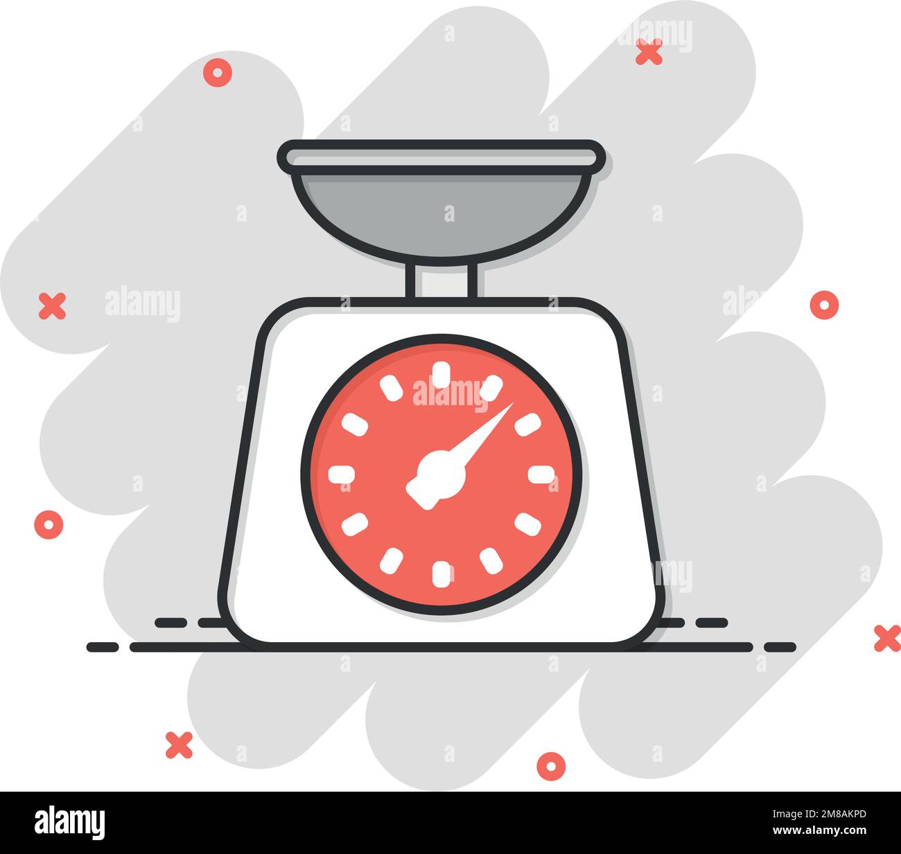 Weight scale icon in comic style. Mass measurement cartoon vector ...