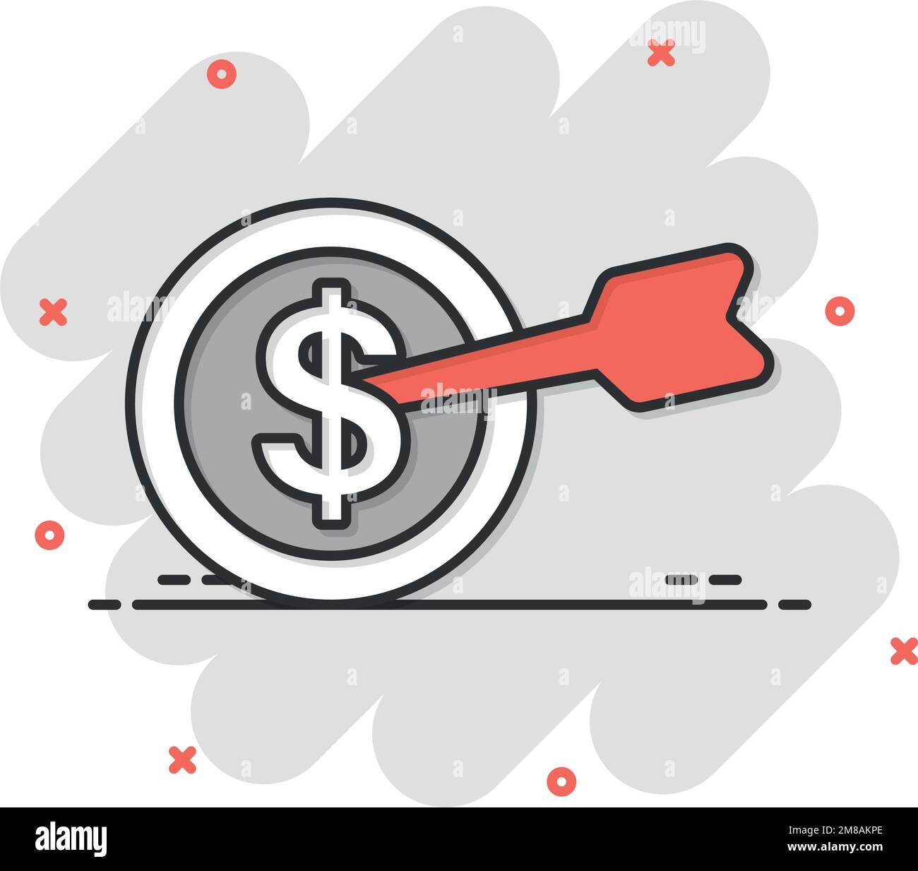 Darts target with dollar icon in comic style. Budget deposit cartoon ...