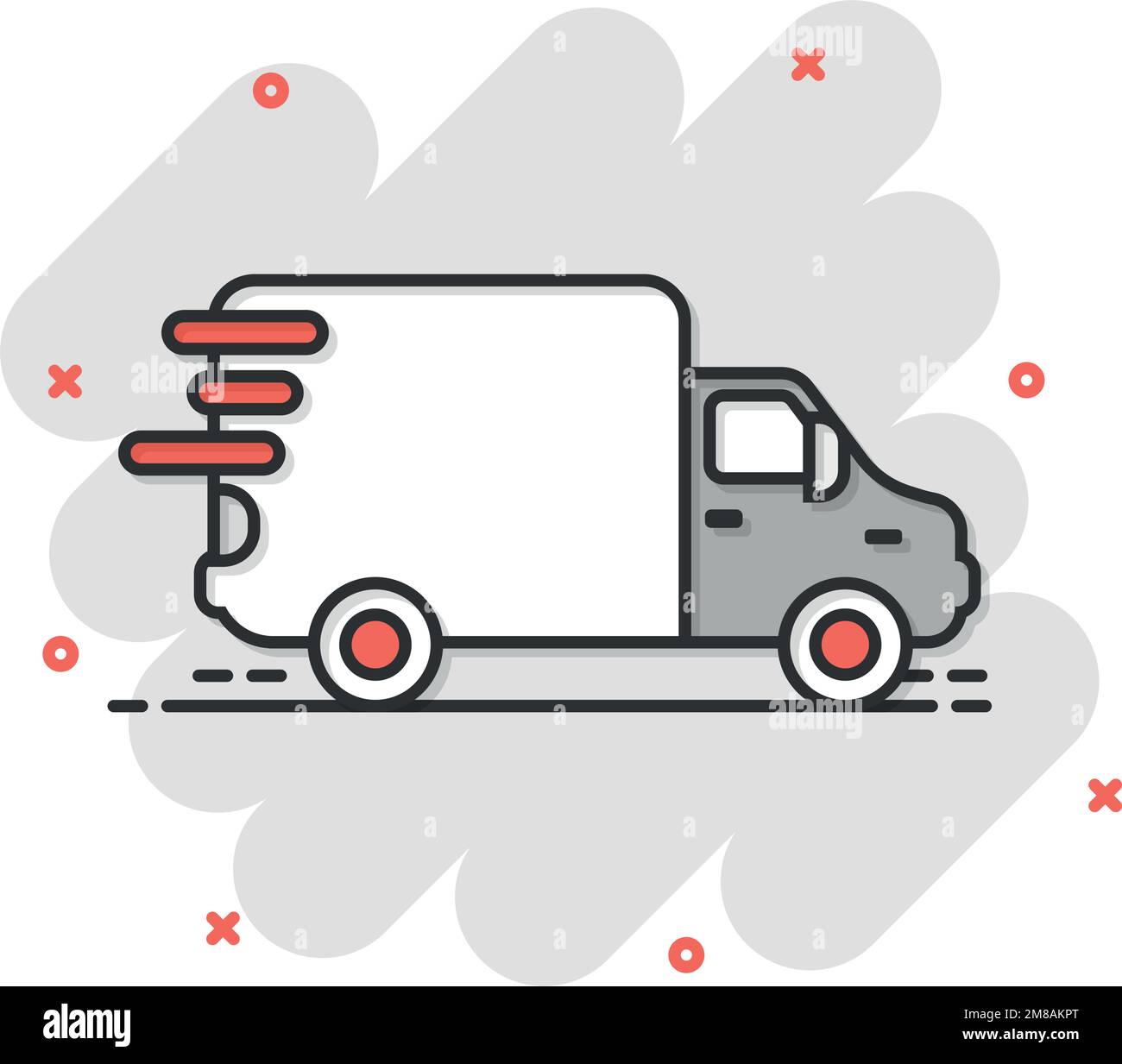 Shipping fast icon in comic style. Delivery truck cartoon vector ...