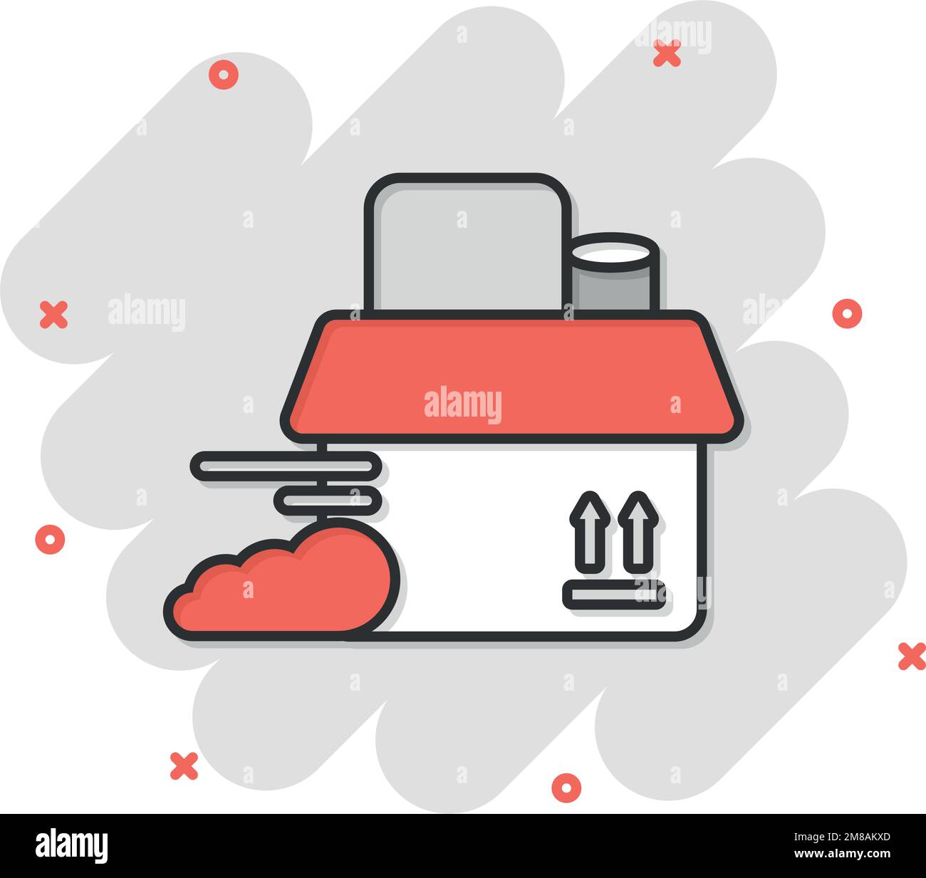 Open cardboard icon in comic style. Shipping box cartoon vector ...