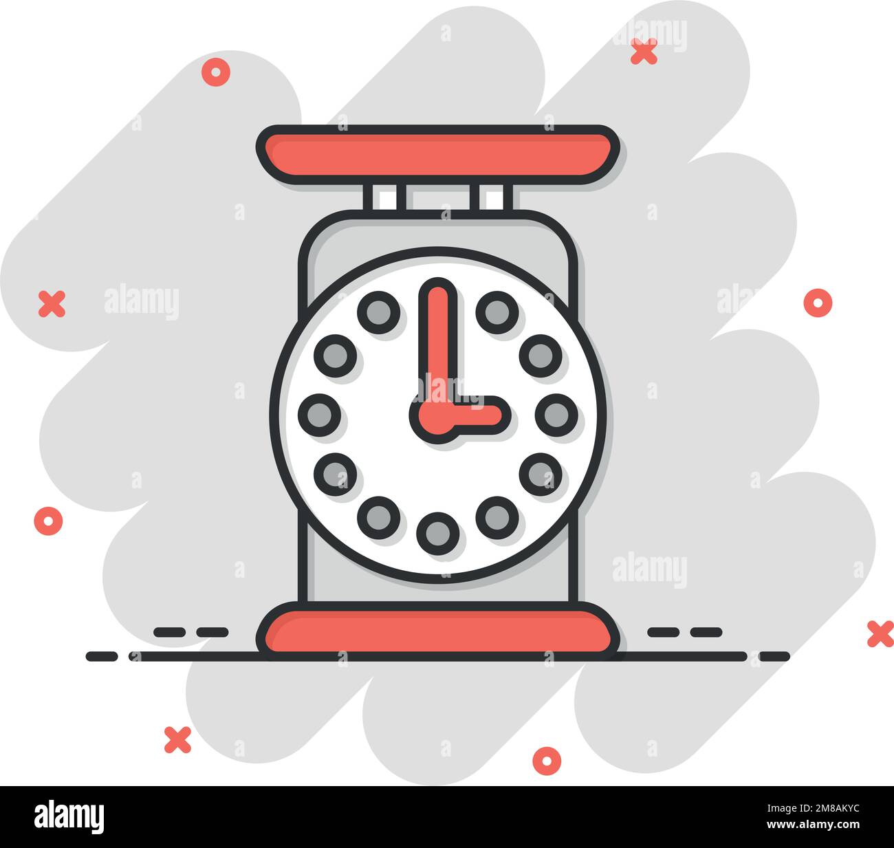 Weight scale icon in comic style. Mass measurement cartoon vector ...