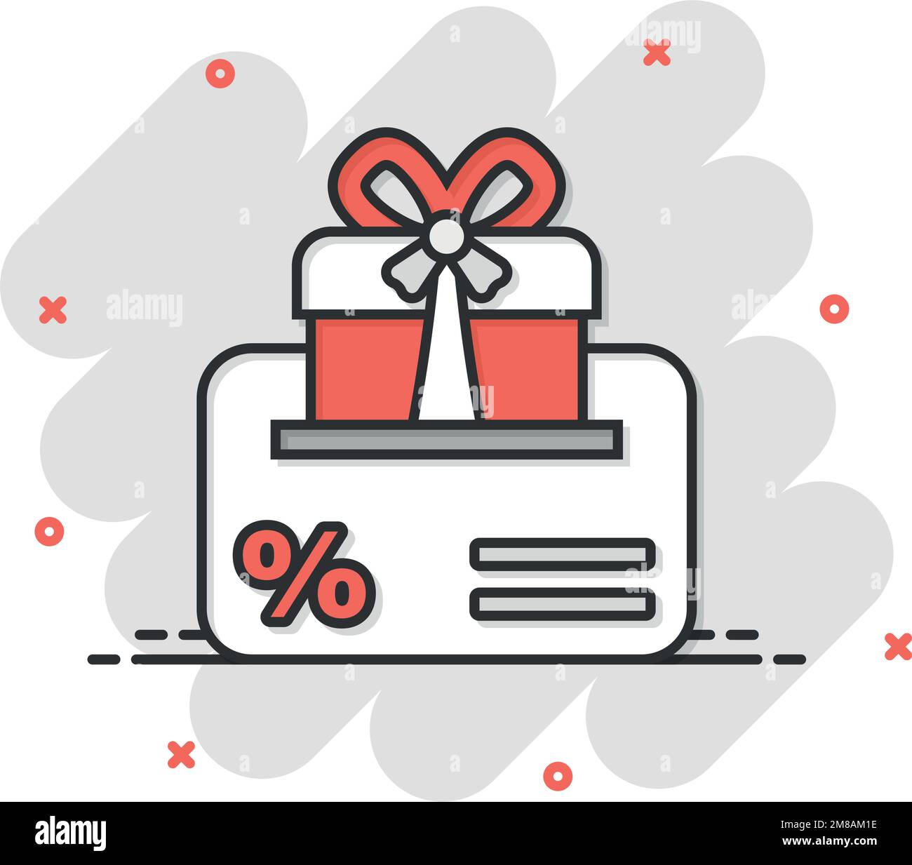 Gift card icon in comic style. Discount coupon cartoon vector ...