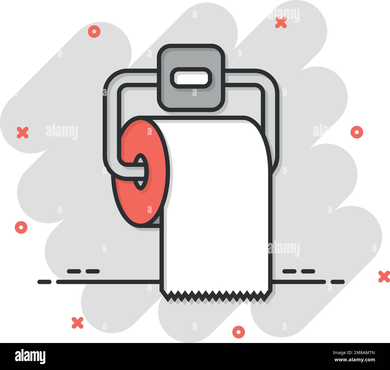 Toilet paper icon in comic style. Clean cartoon vector illustration on ...