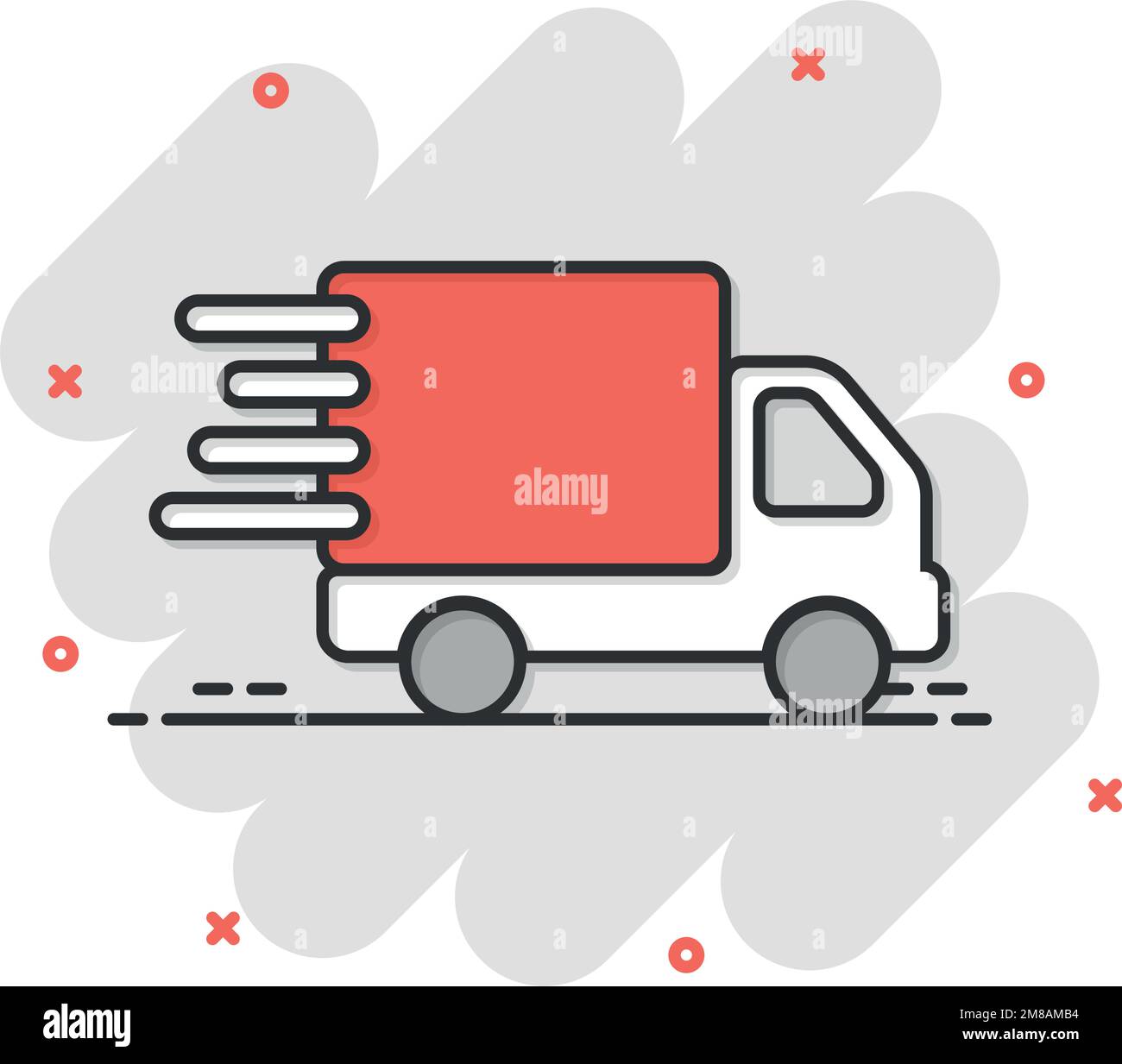 Shipping fast icon in comic style. Delivery truck cartoon vector ...