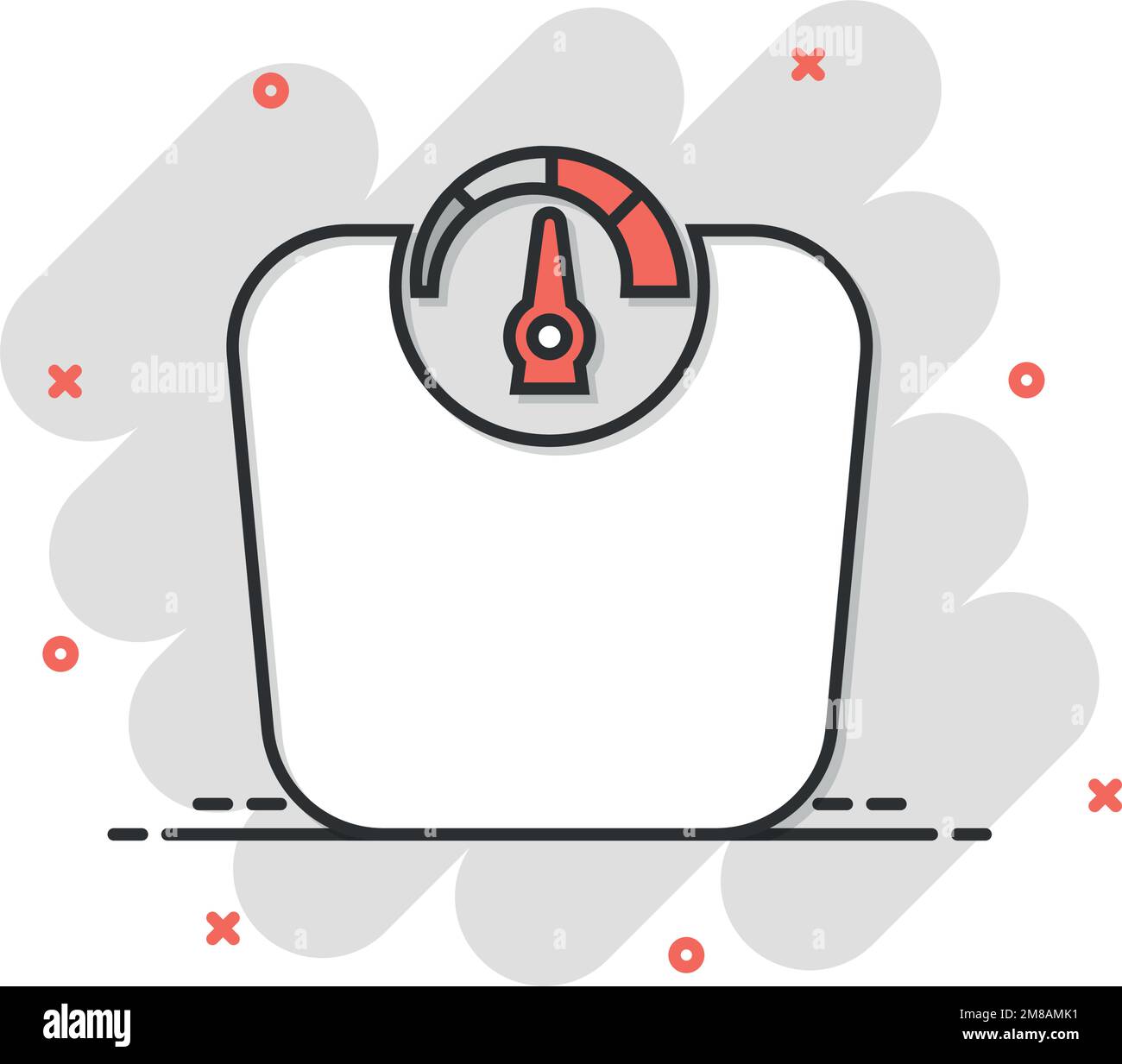 Bathroom weight scale icon in comic style. Mass measurement cartoon ...