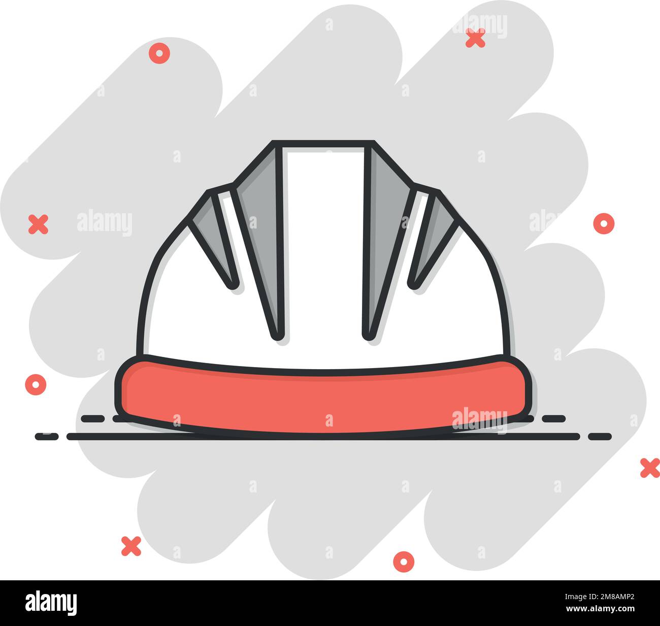Construction helmet icon in comic style. Safety cap cartoon vector ...