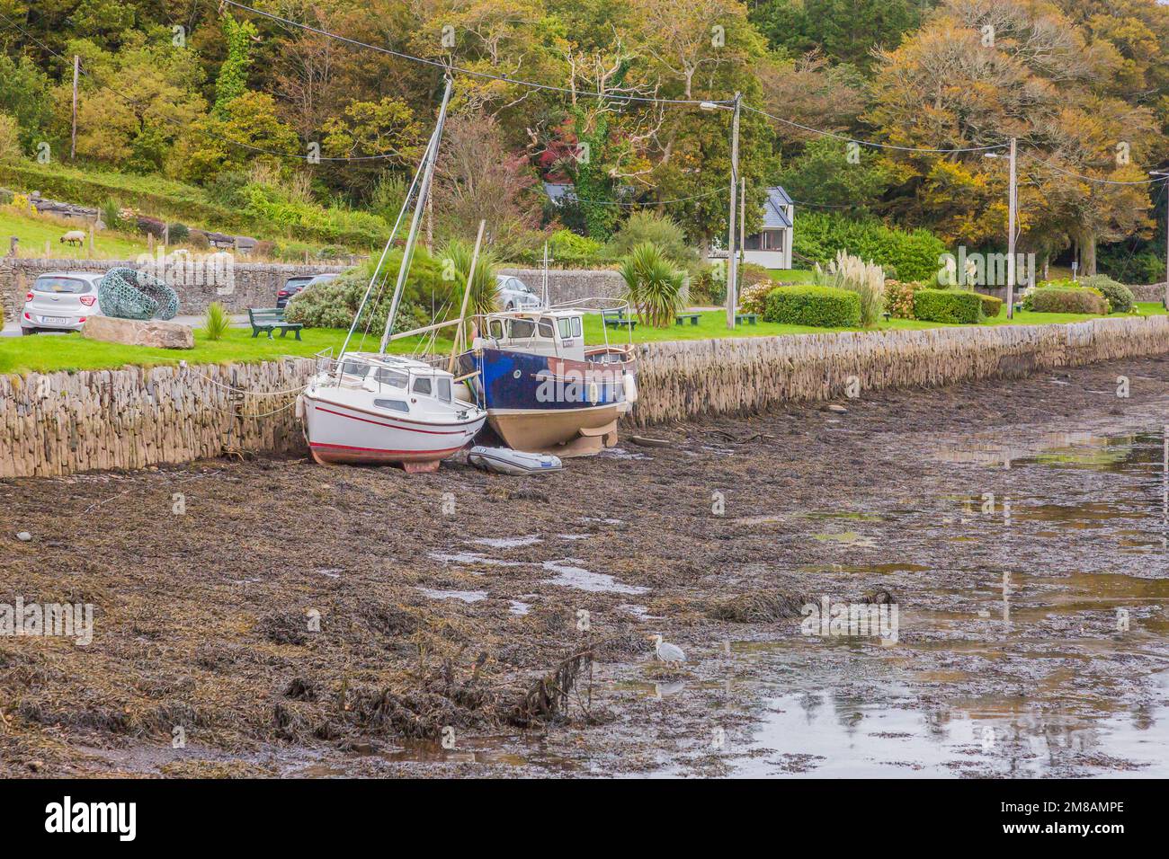 Ships stuck in harbour at low tide Stock Photo - Alamy