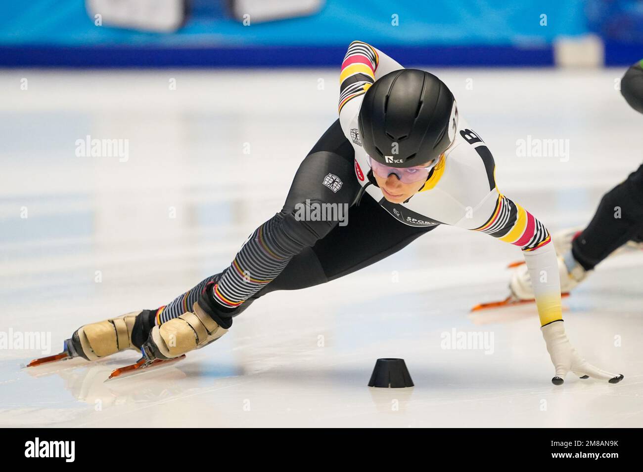 GDANSK, POLAND - JANUARY 13: Hanne Desmet of Belgium competing on the ...