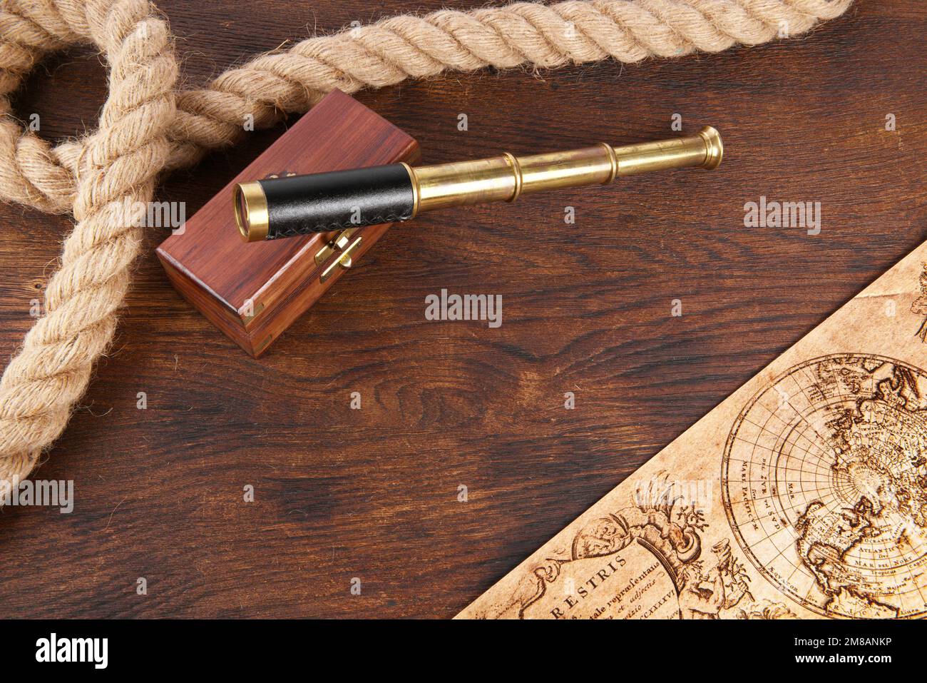 Strong Rope Frame on wooden Background Stock Photo - Alamy