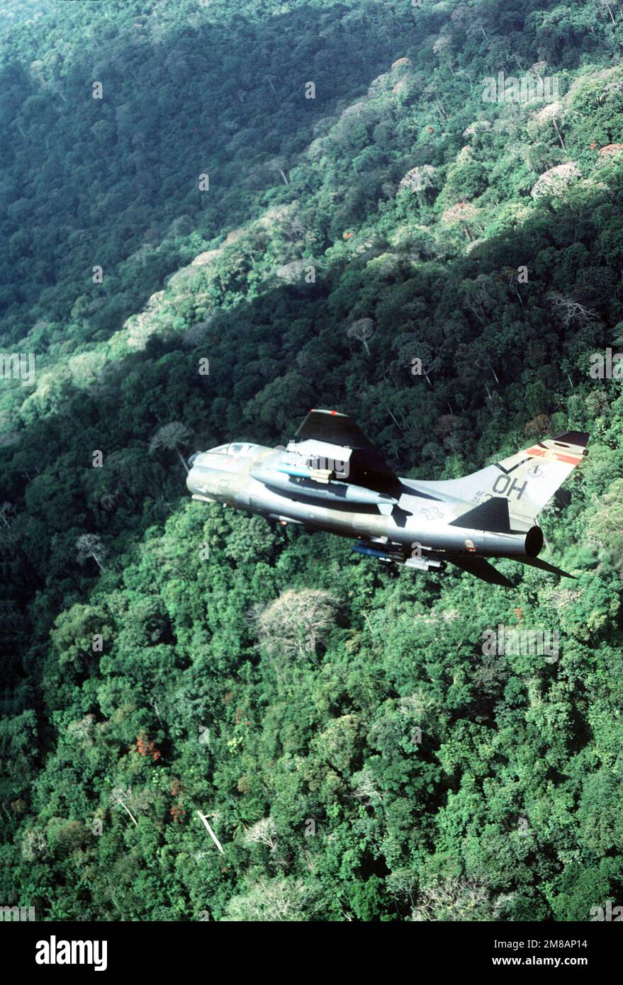 An A-7D Corsair II aircraft from the 178th Tactical Fighter Group, Ohio ...