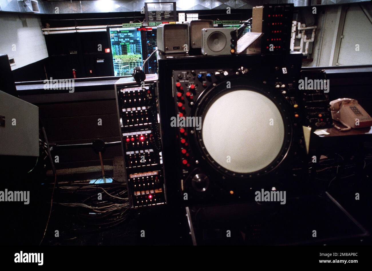 A view of a AN/UPA-62 indicator group radar display in an operations ...