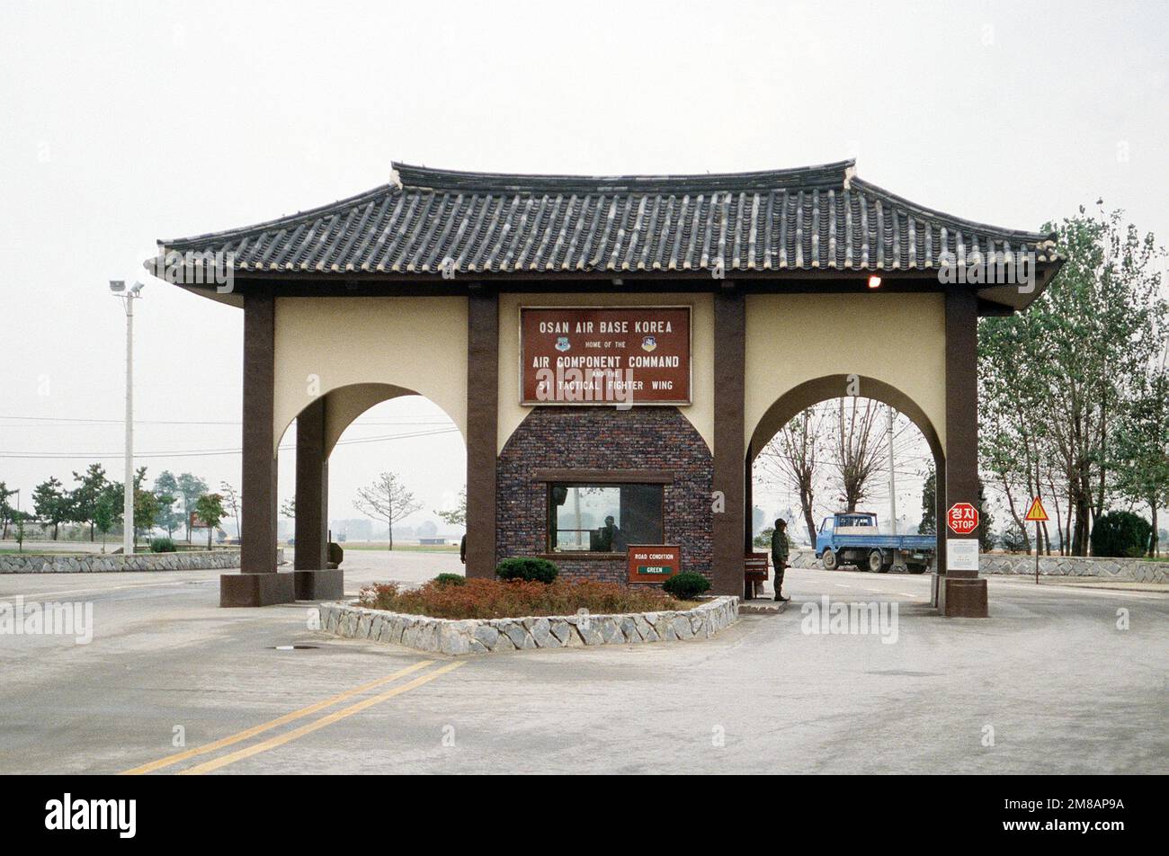 A view of the base's front gate. Base: Osan Air Base Country: Republic ...
