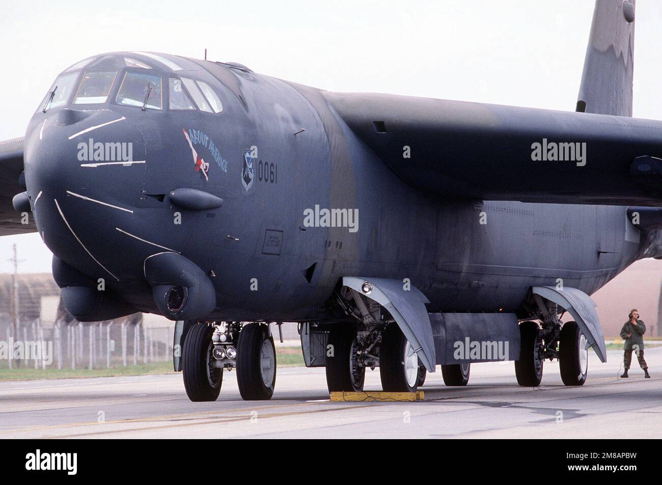 A B-52 Stratofortress aircraft is prepared for takeoff during exercise ...