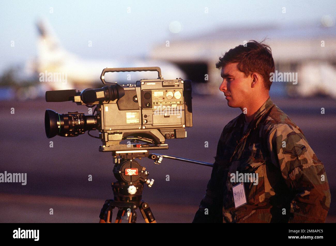 AMN Michael Ammons of the 1363rd Audiovisual Squadron videotapes ...