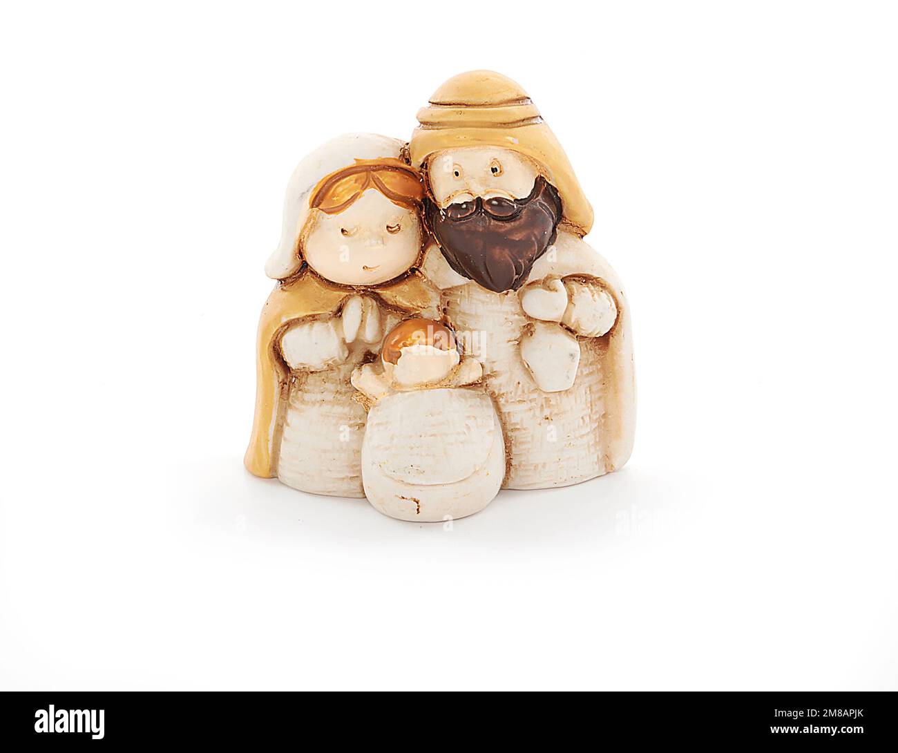 Set of Christmas nativity scene and angel figurines isolated on white ...