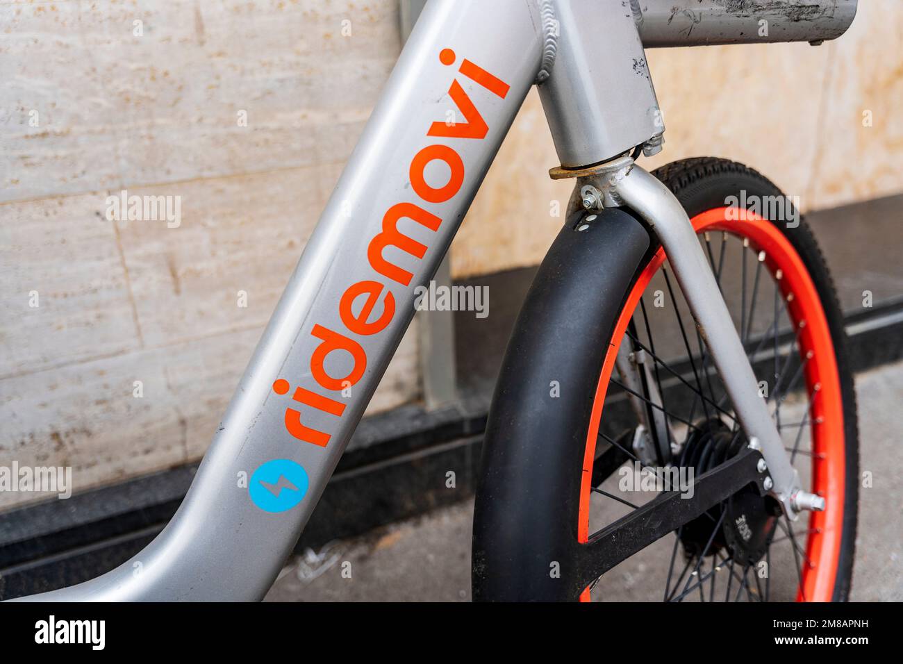 A free floating bike availabe for rental belonging to a bike sharing ...