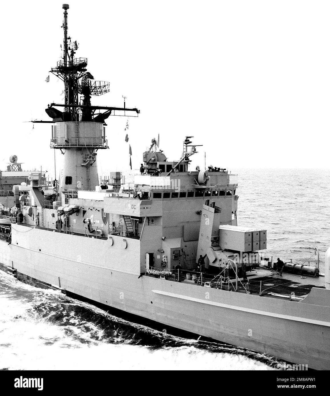 An amidships view of the frigate USS TRUETT (FF-1095) underway, as seen ...