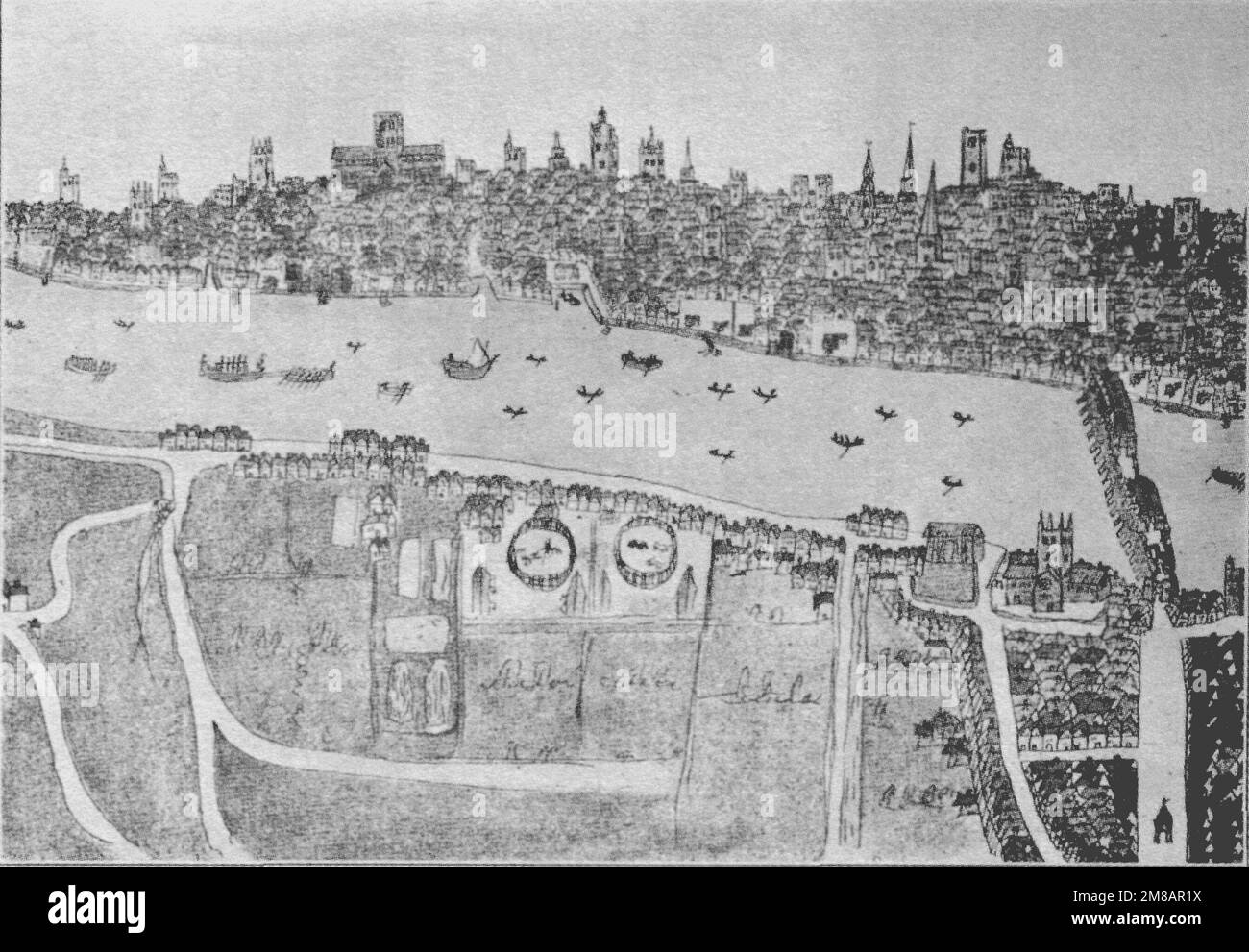 Bankside, London - from William Smith's MS. of the Description of ...