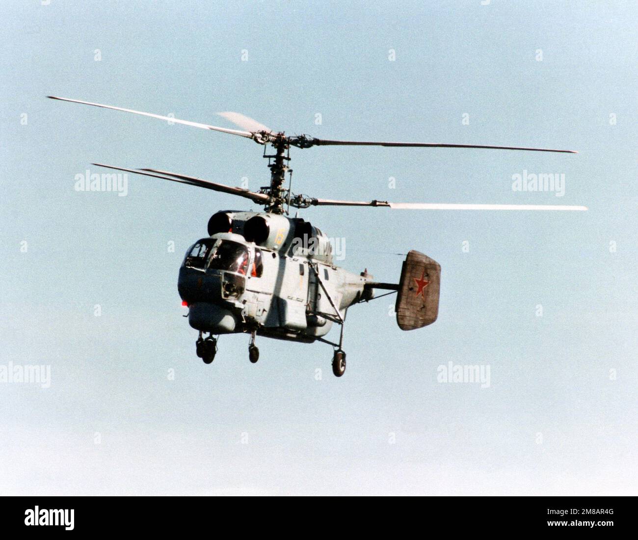 A front left view of a Soviet Ka-27 Helix-A anti-submarine helicopter ...