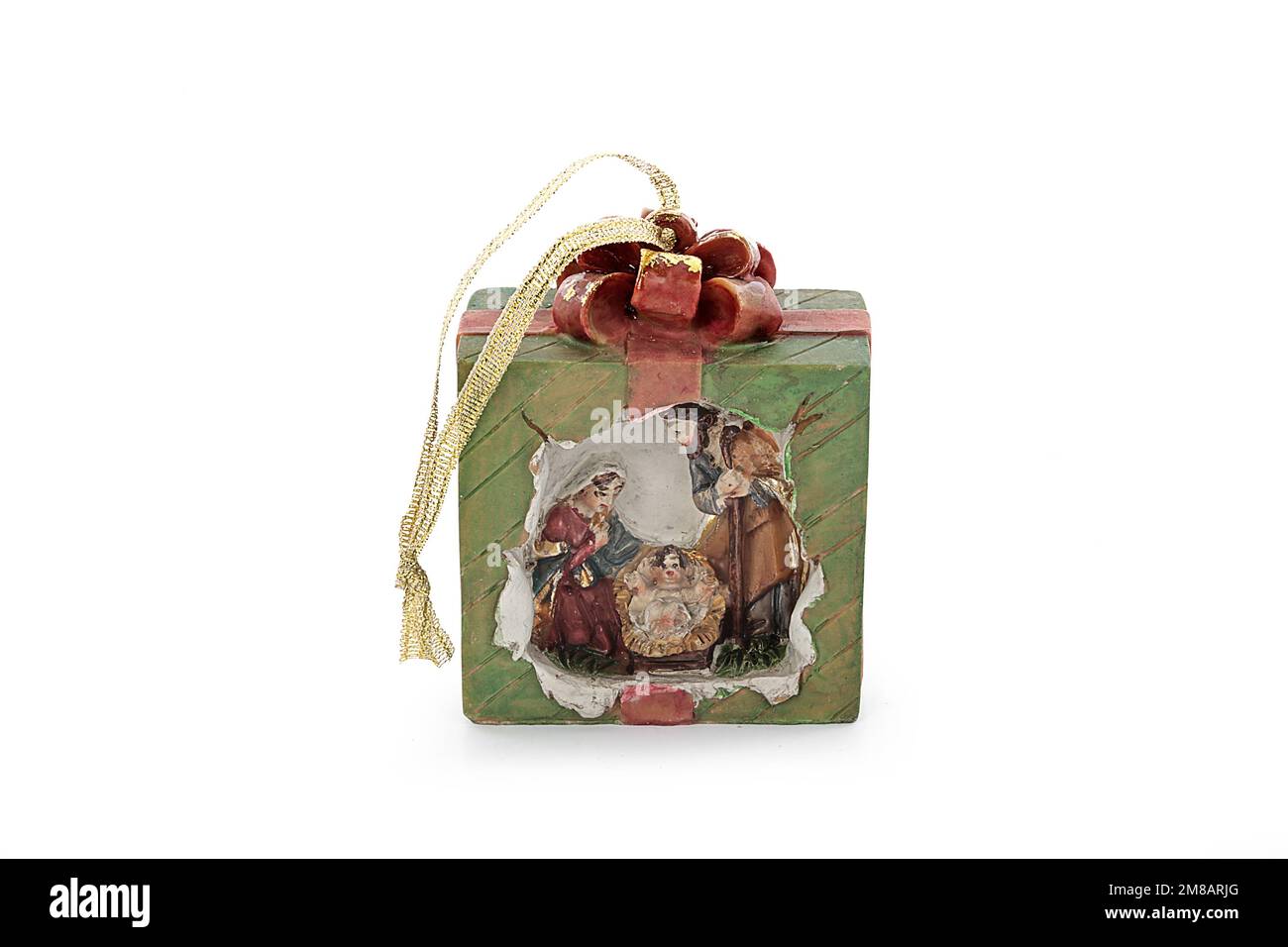 Set of Christmas nativity scene, angel figurines and hanging crucifix ...