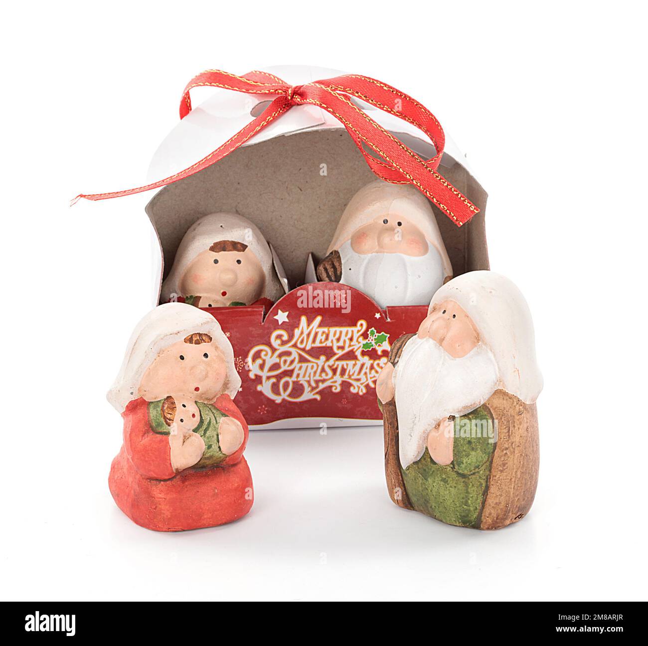 Set of Christmas nativity scene, angel figurines and hanging crucifix ...