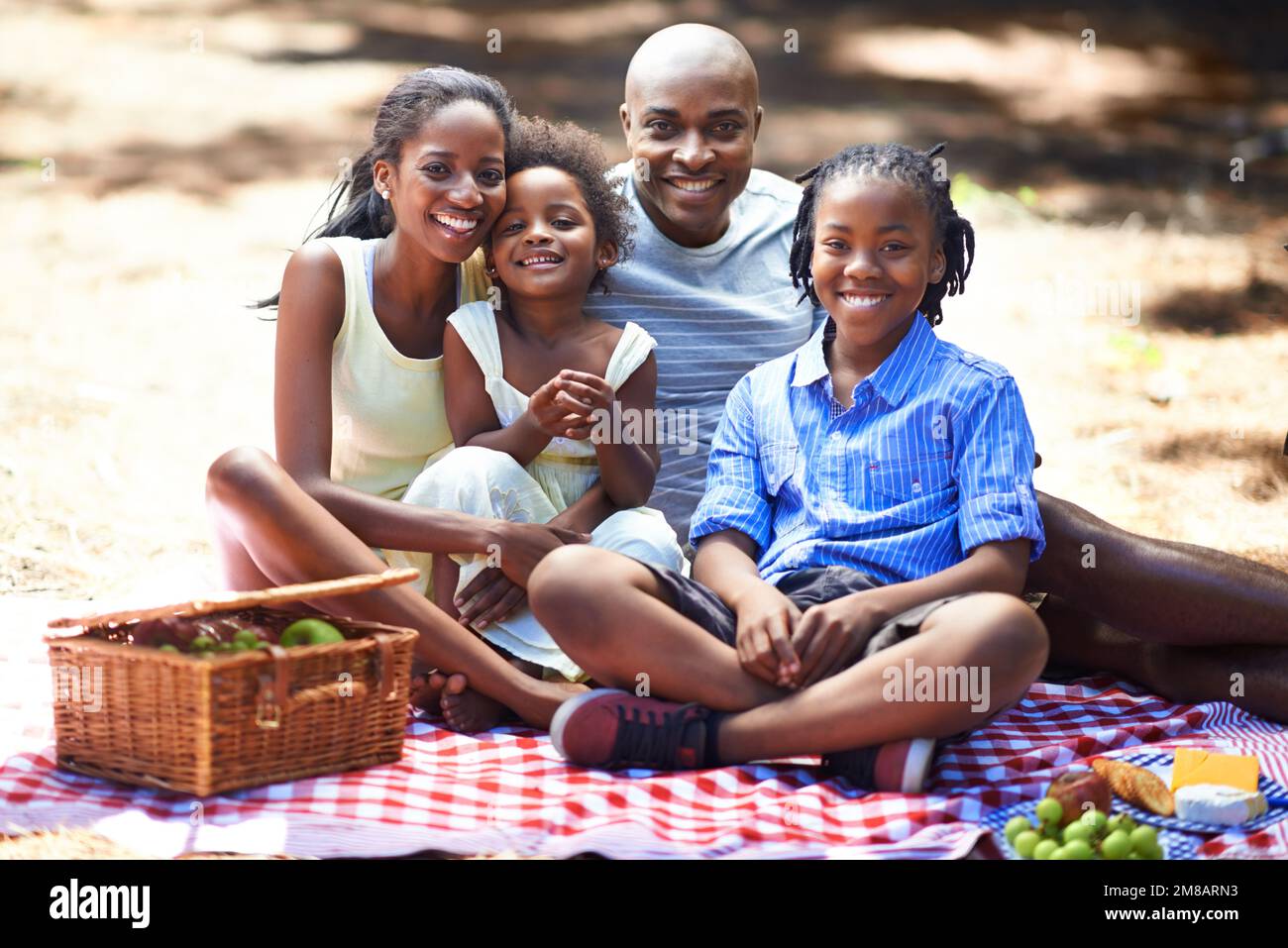 Picnic day for the family. Portrait of a family enjoying a picnic in ...