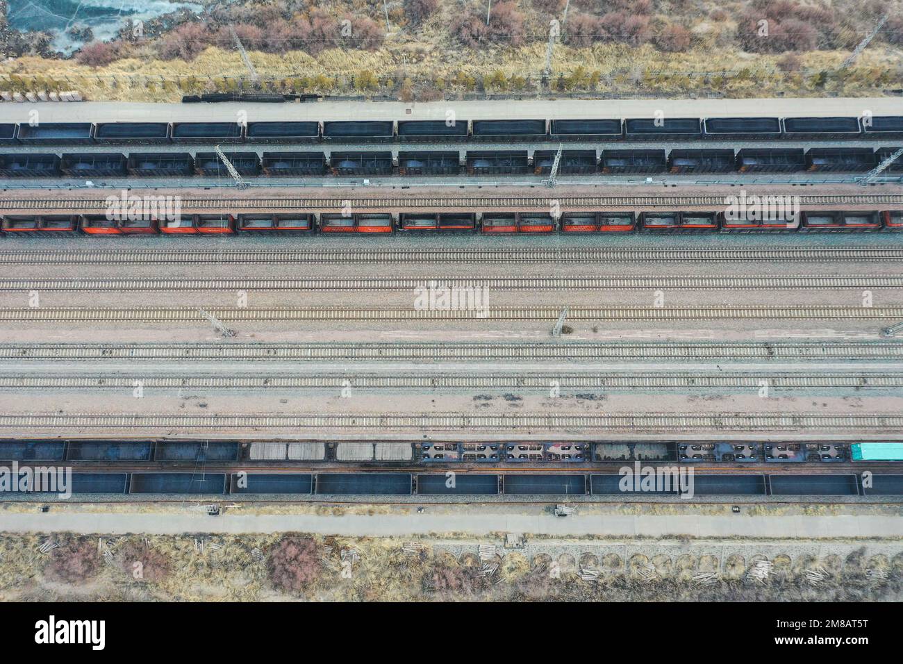 BAOTOU, CHINA - JANUARY 11, 2023 - A 10,000-ton train is assembled at ...
