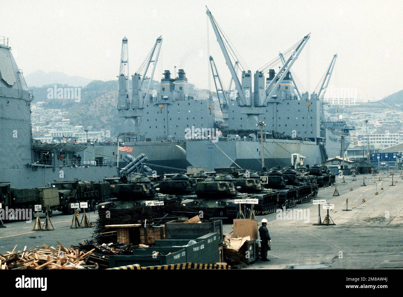 A South Korea sentry at the U.S. Military Traffic Management Command ...