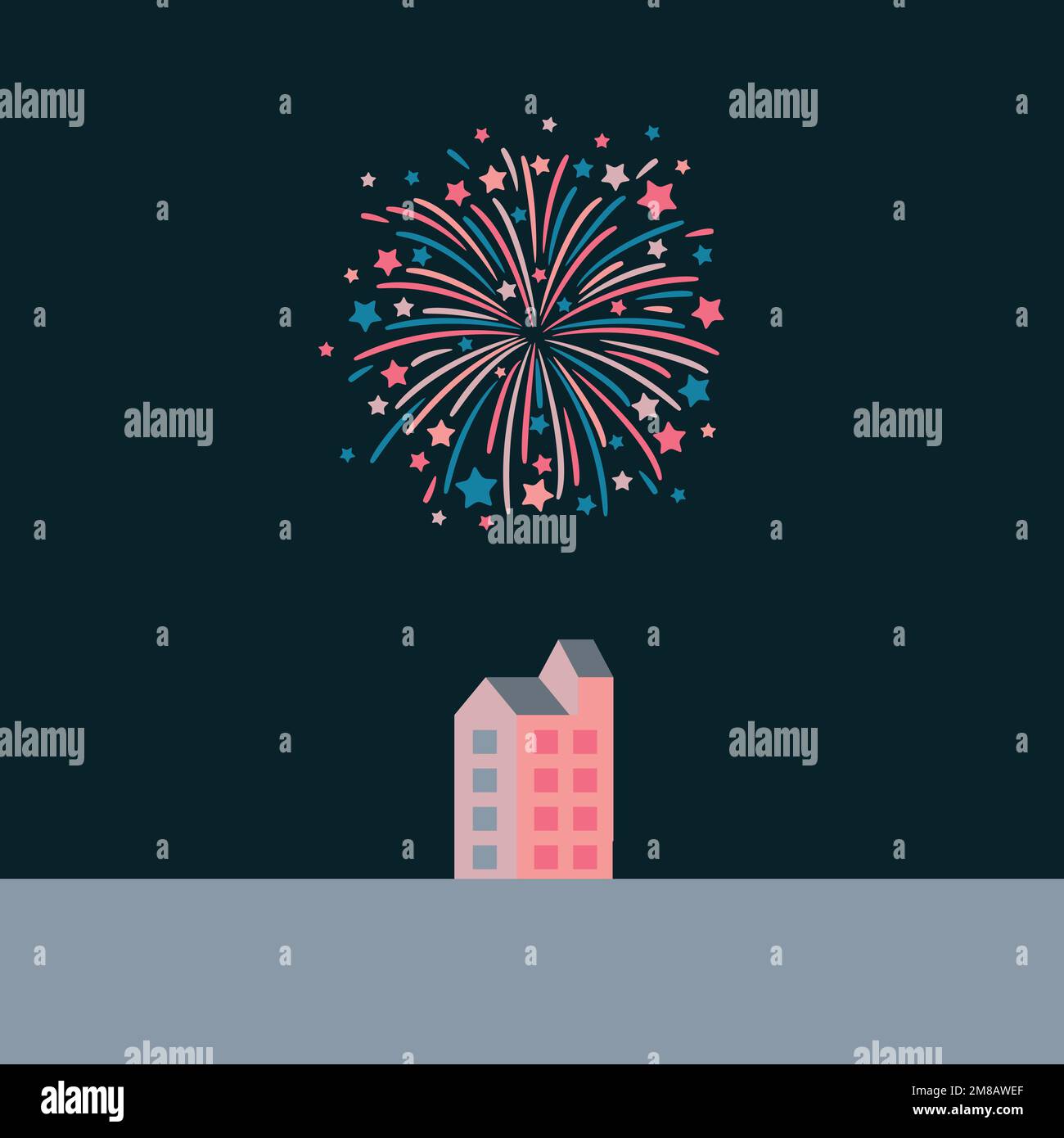 Flat abstract building fireworks Stock Vector Image & Art - Alamy