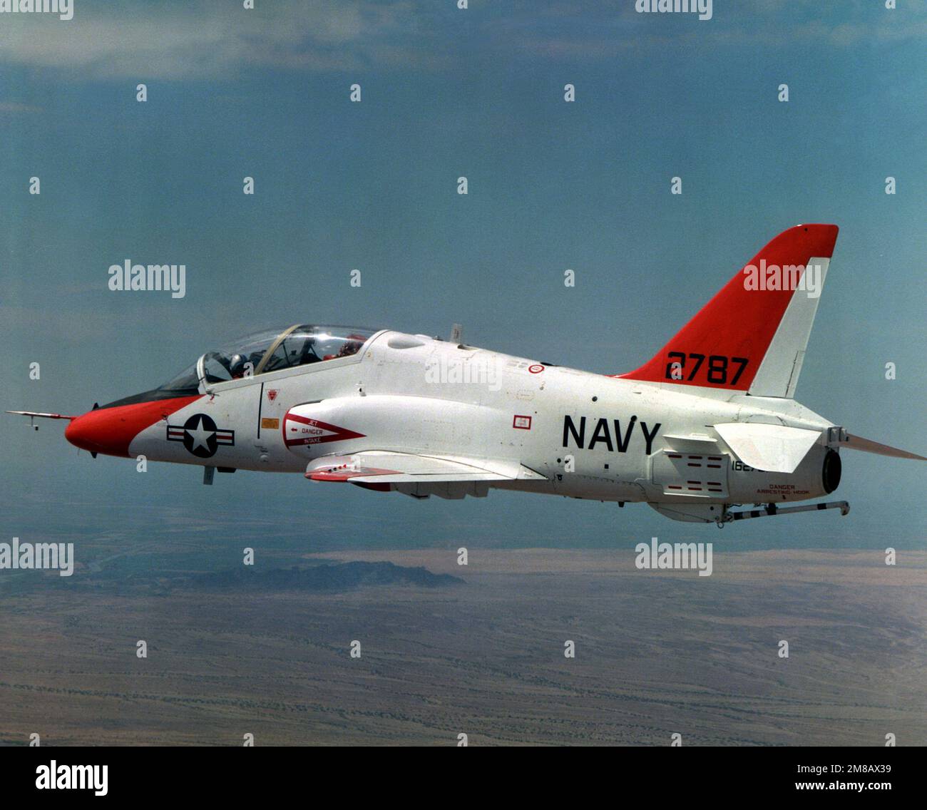 An air-to-air left side view of the Navy's new T-45A Goshawk training ...