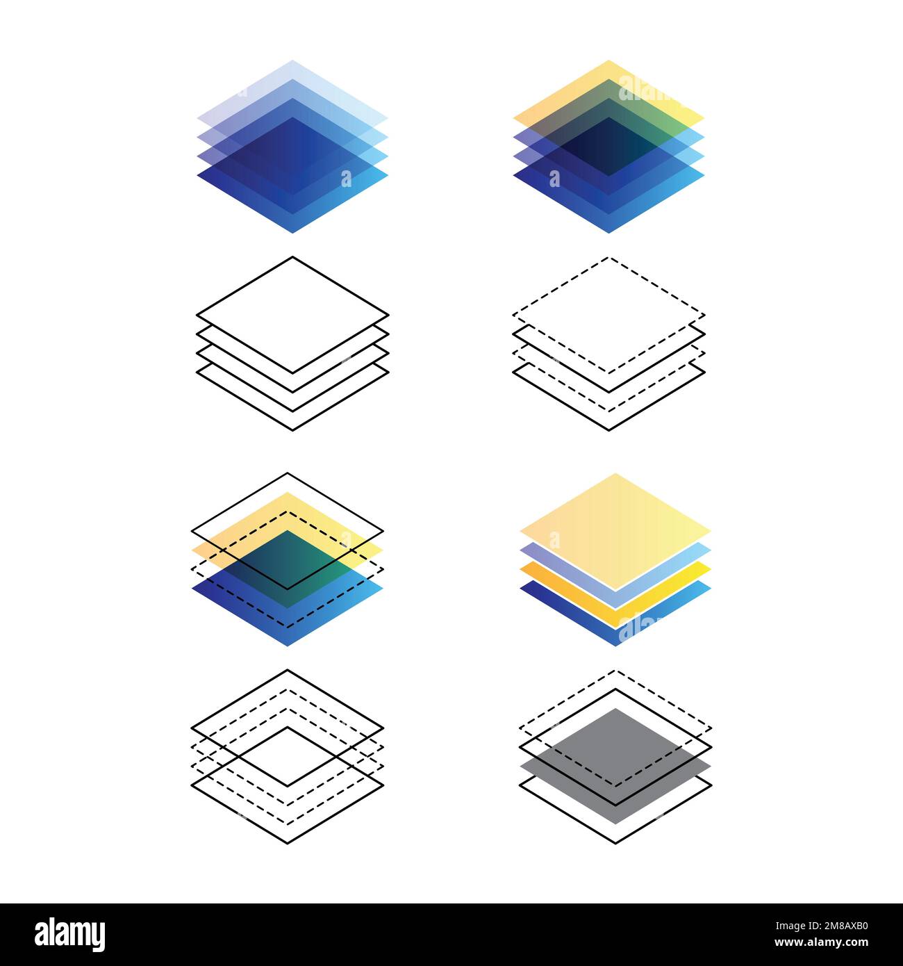 Layered paper color stacks set Stock Vector Image & Art - Alamy