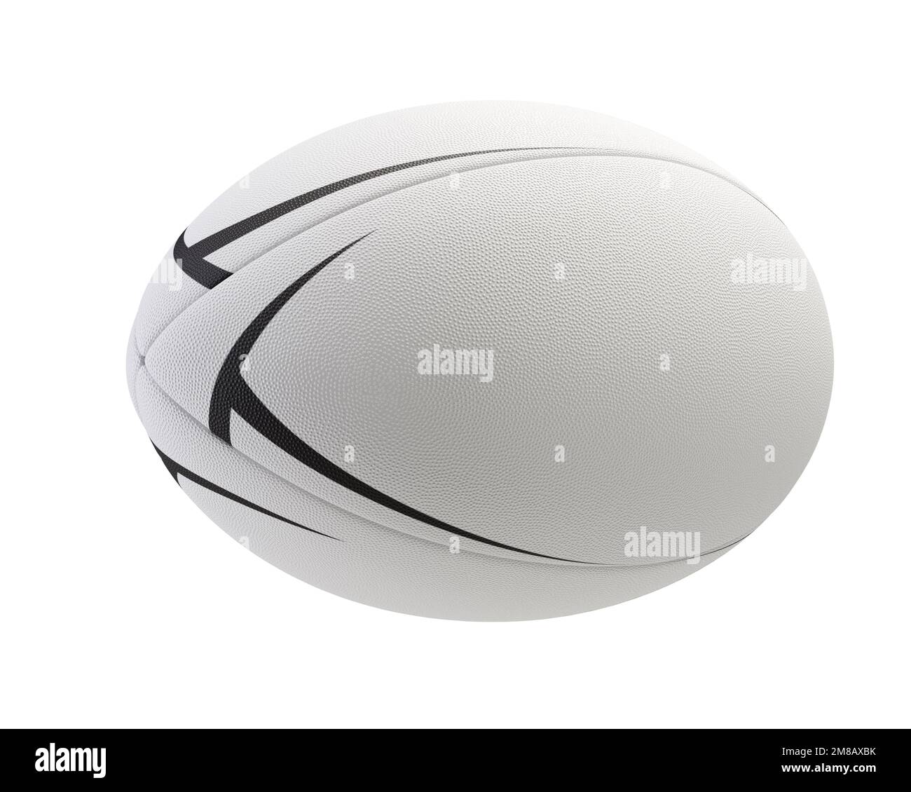 A white textured rugby ball with color design elements on a isolated ...