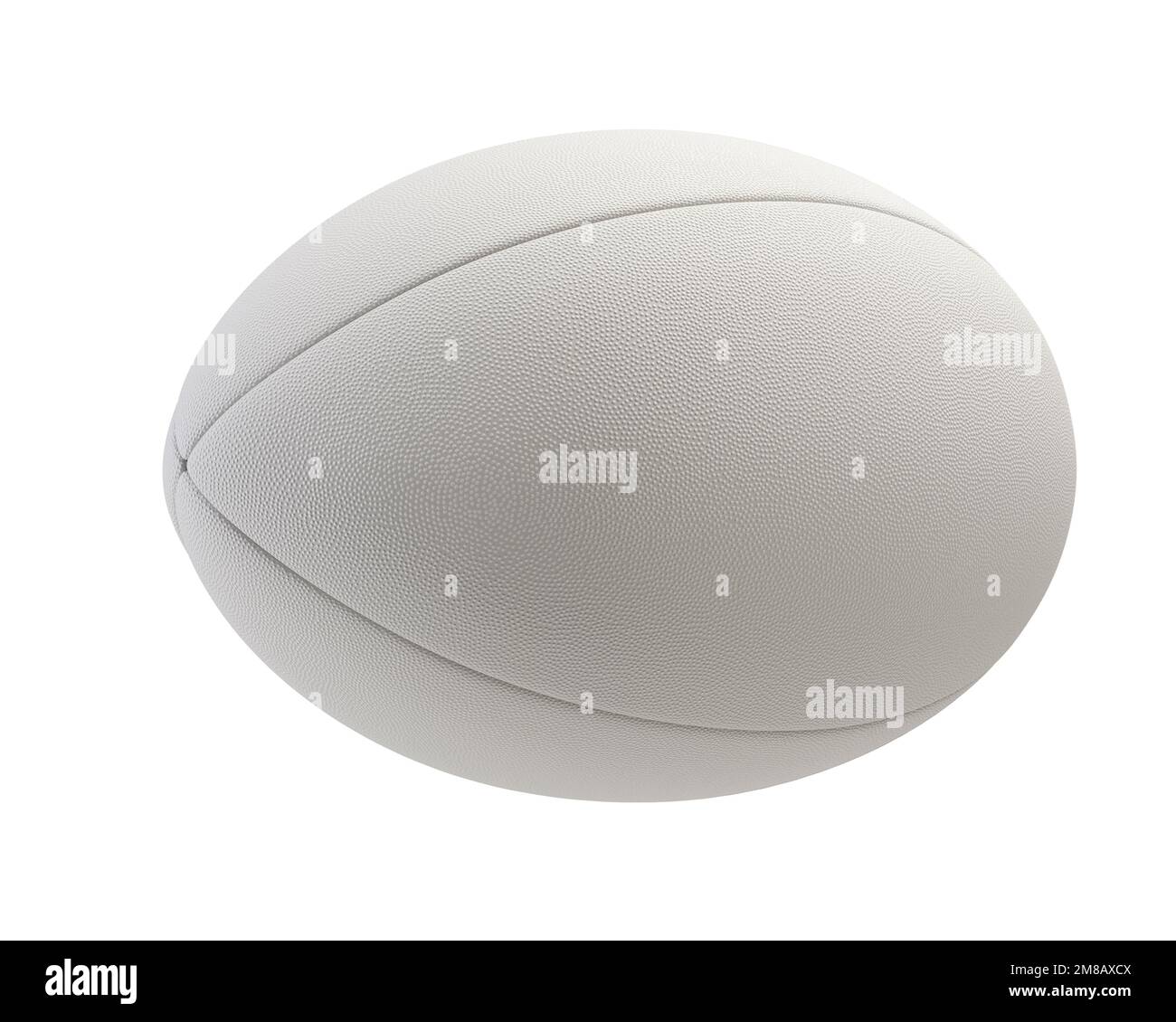 A white textured rugby ball with color design elements on a isolated ...