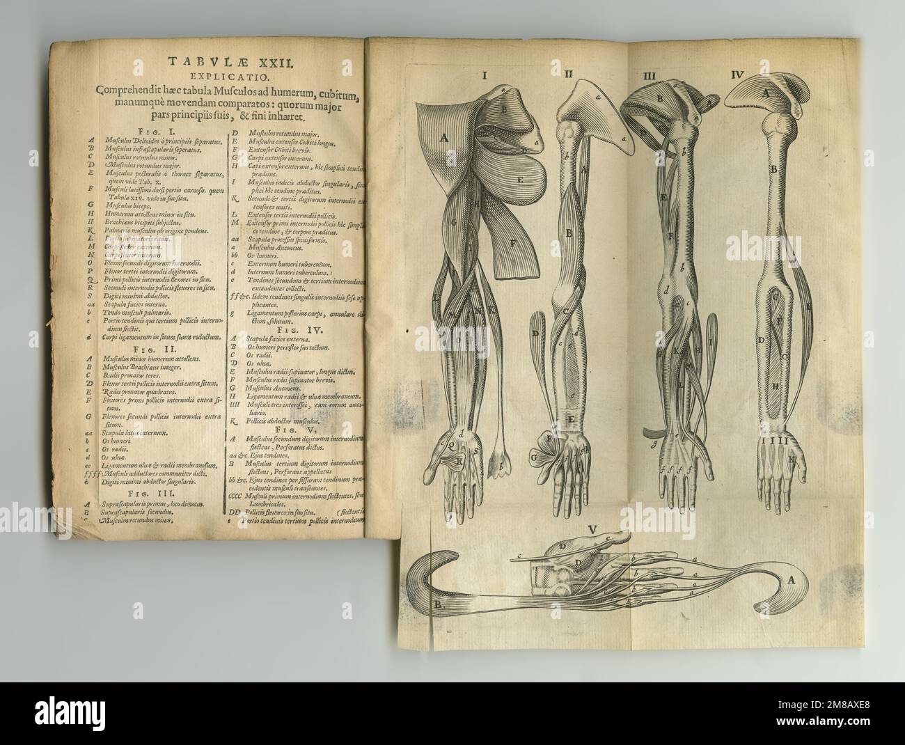 Weathered old medical tome. An old medical book with its pages on ...