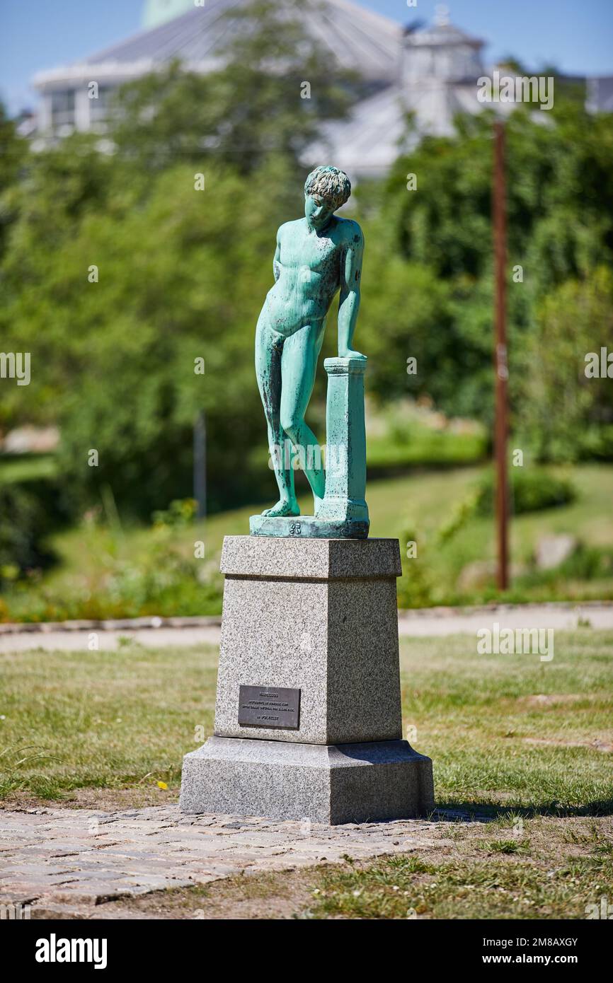 Narcissus leaning on a pillar, bronze statue in Copenhagen Botanical ...