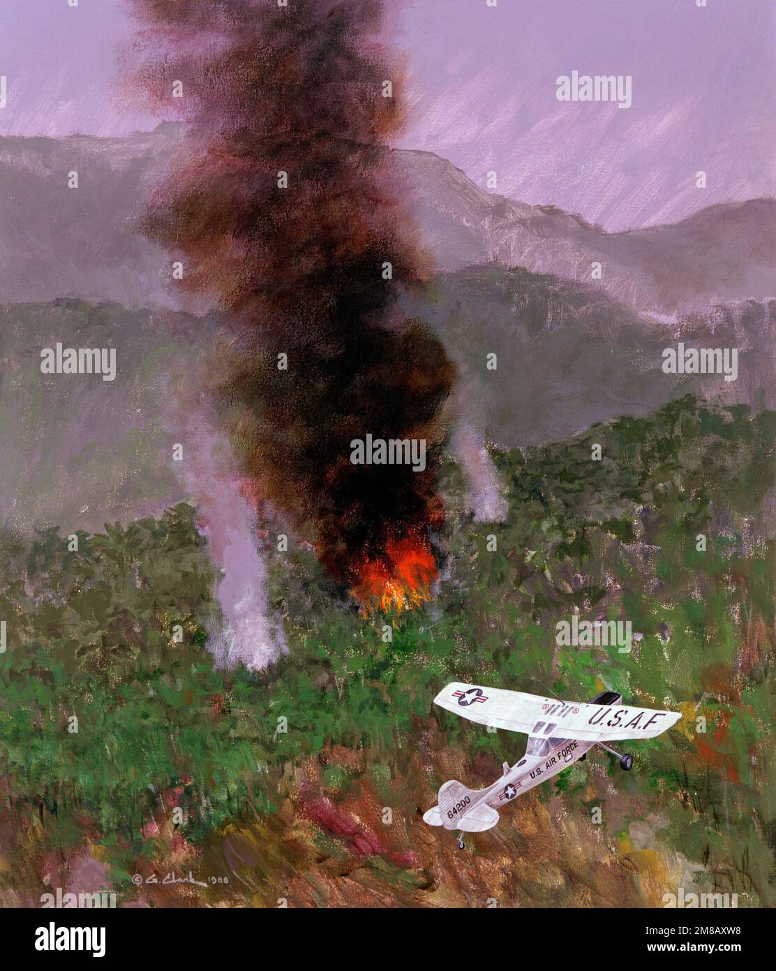 Artwork: "Bird Dog Going in for a Closer Look Phuoc Long Province, R. V ...