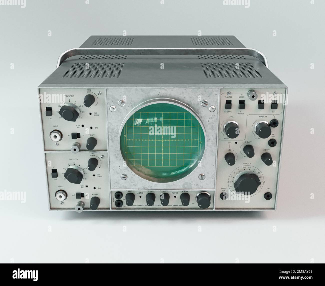 A vintage classic oscilloscope machine on an isolated background - 3D ...