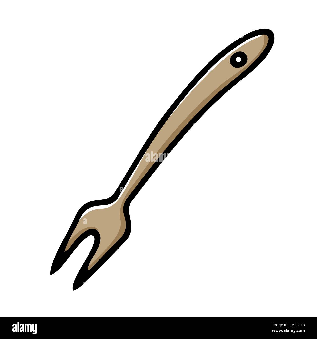 Doodle cooking fork image. Color meat fork isolated on white background ...