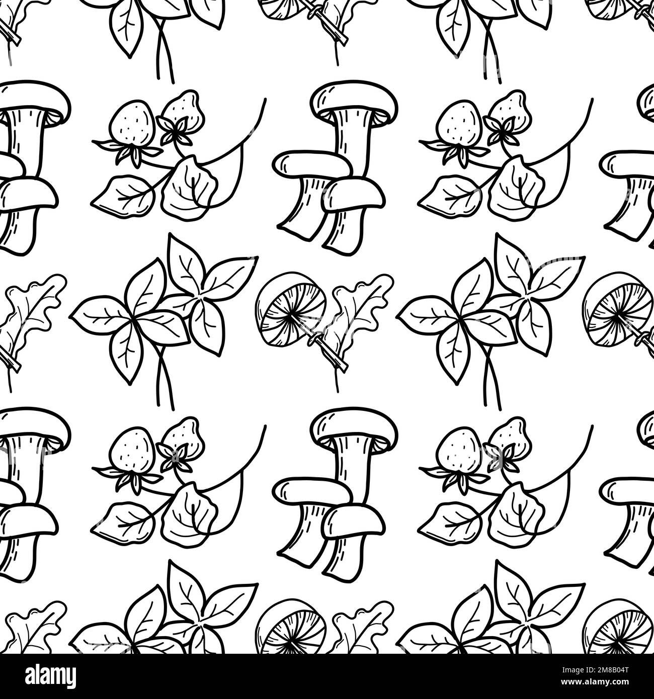 Mushroom pattern. Vector mushroom seamless pattern. Illustration with ...