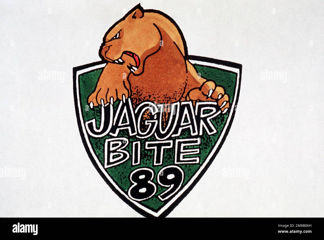 The emblem of Jaguar Bite '89, a joint Army-Air Force exercise ...