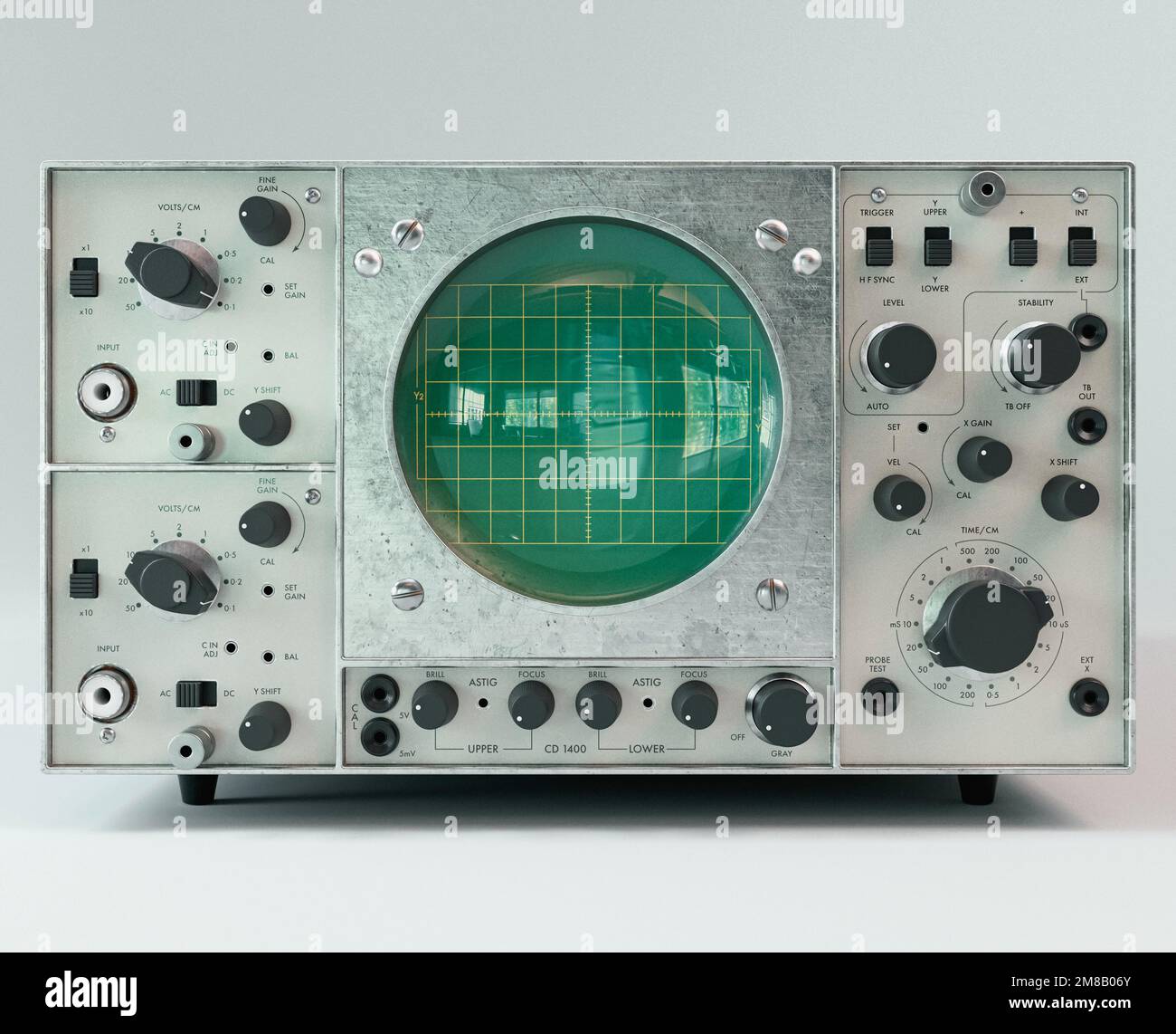 A vintage classic oscilloscope machine on an isolated background - 3D ...