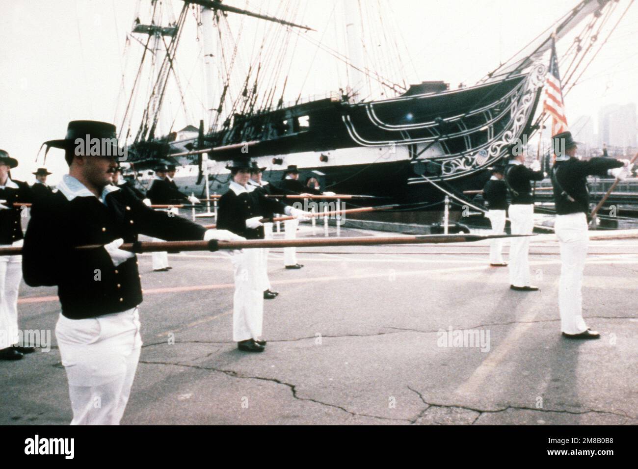 Members of the 44-gun sail frigate USS CONSTITUTION marching unit, the ...
